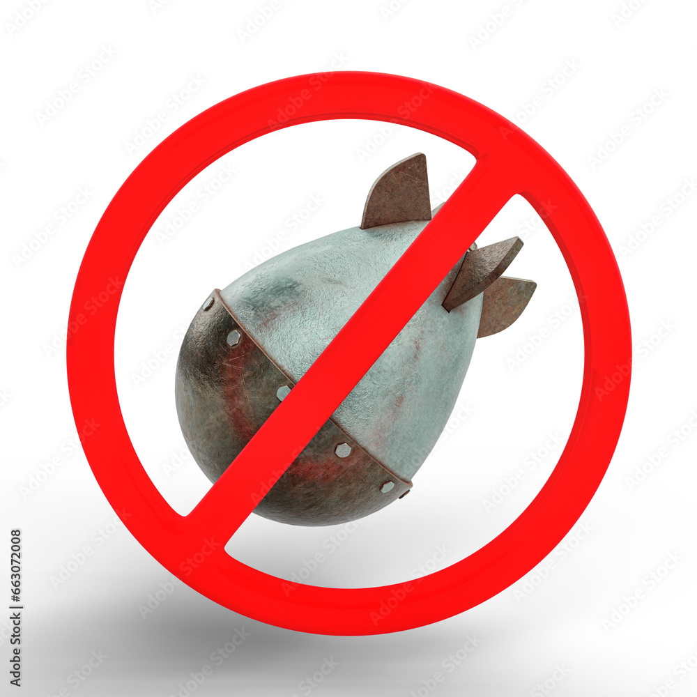 Atomic Nuclear Bomb with No Symbol on White Background. One of the ...
