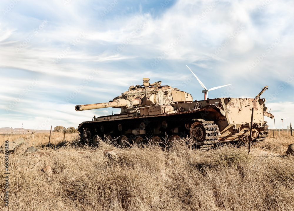 The remains of Israeli tank destroyed during the Yom Kippur War in ...