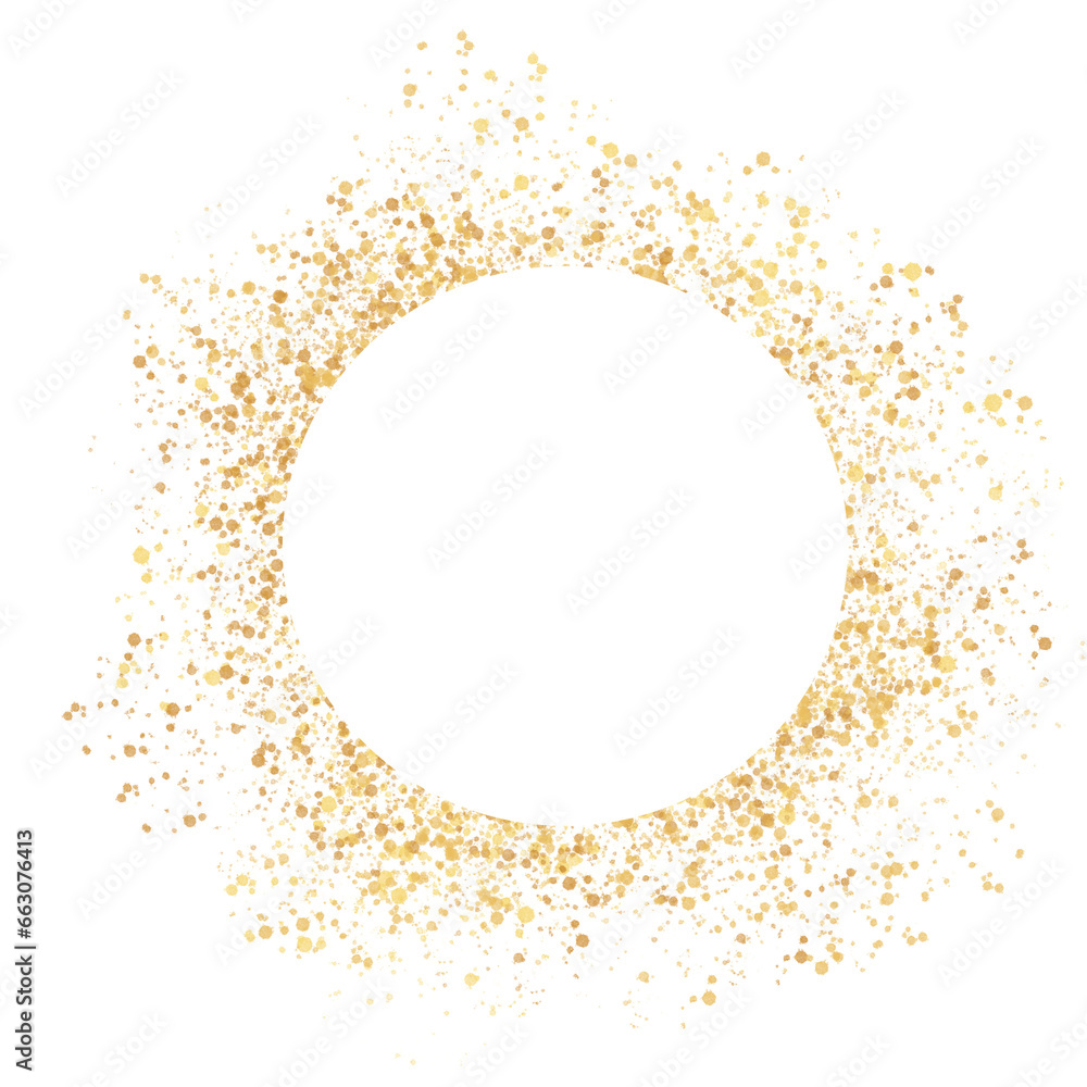 Gold glitter frame, gold circle, golden splatter, wedding ornament ...