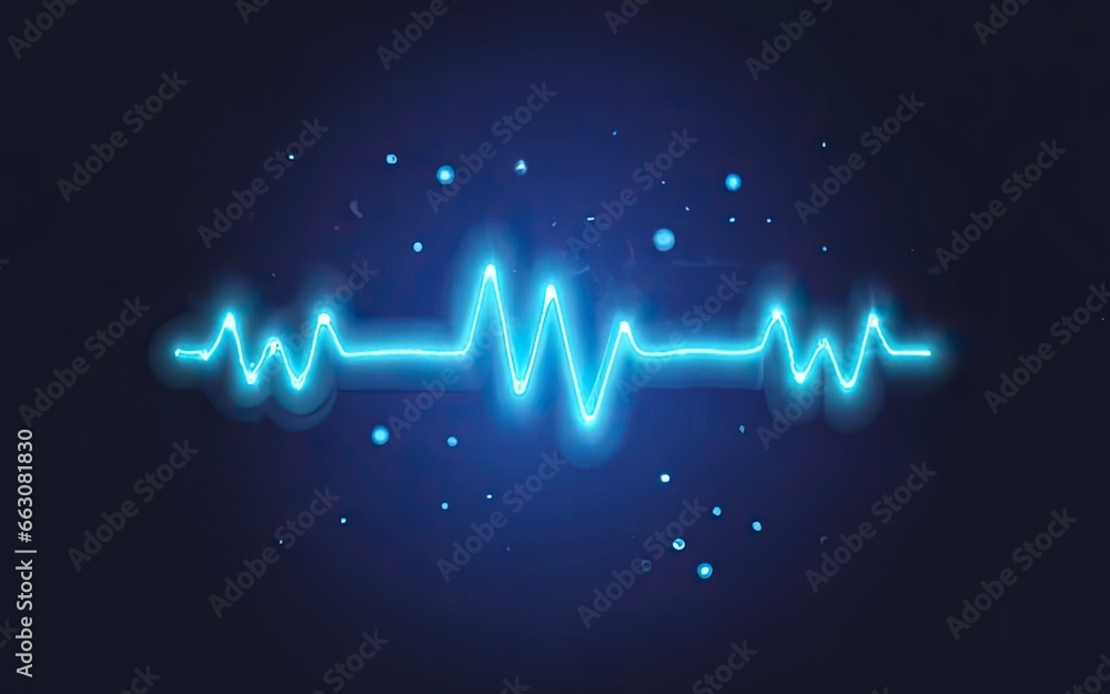 Neon rounded pulse waves with shining effects on dark background with ...