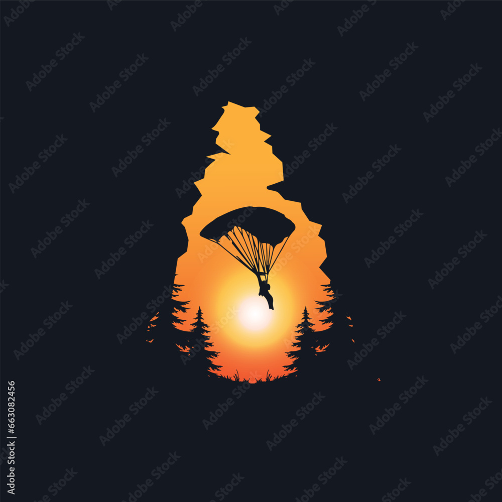 Paraglider with paramotor silhouette vector image.Paramotor Logo Vector ...