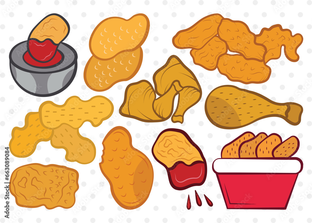 Chicken Nuggets Clipart SVG Cut File | Chicken Svg | Nuggets Svg ...