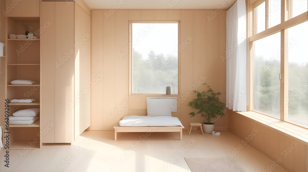 Interior design,MUJI style interior design,Wooden room,Minimalist ...