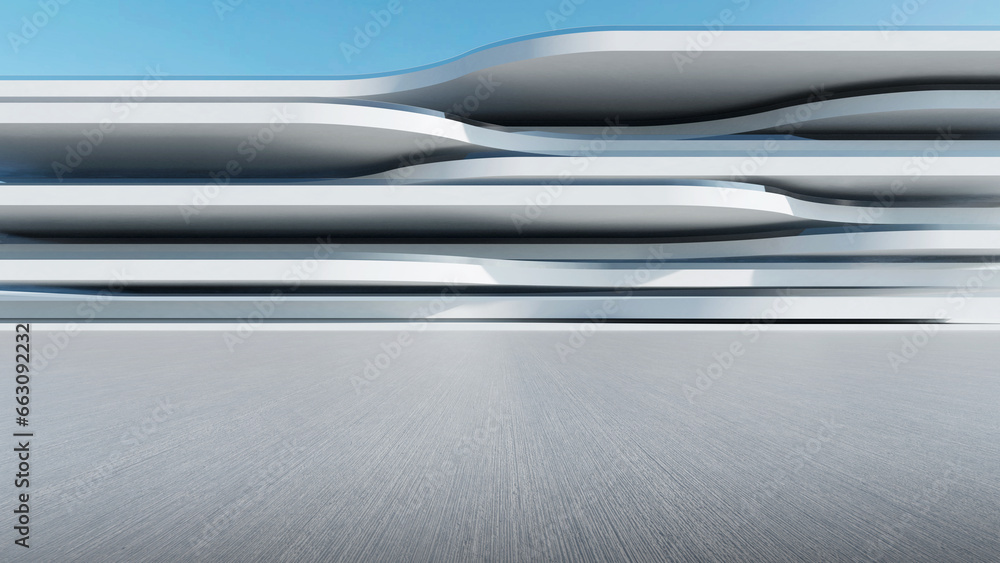 Photo & Art Print 3d render of abstract futuristic architecture with ...