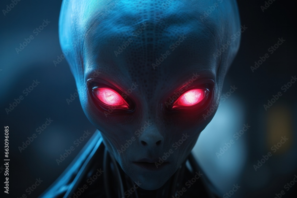 As the darkness enveloped the eerie masque of the alien's twisted face ...