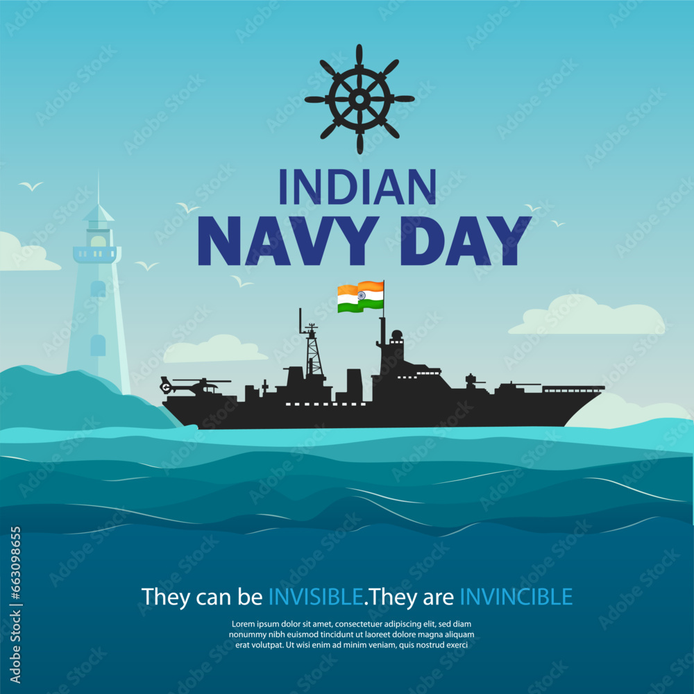 Banner design of Indian Navy Day template. Stock Vector | Adobe Stock