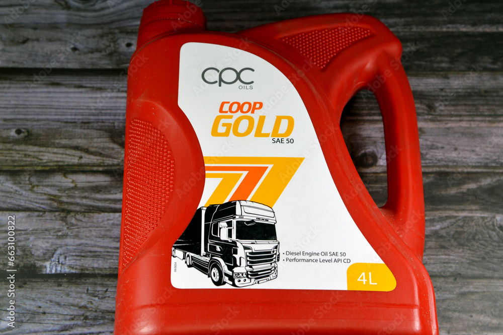 Cairo, Egypt, October 13 2023: CPC Cooperation Coop Gold Motor Oil 4 ...