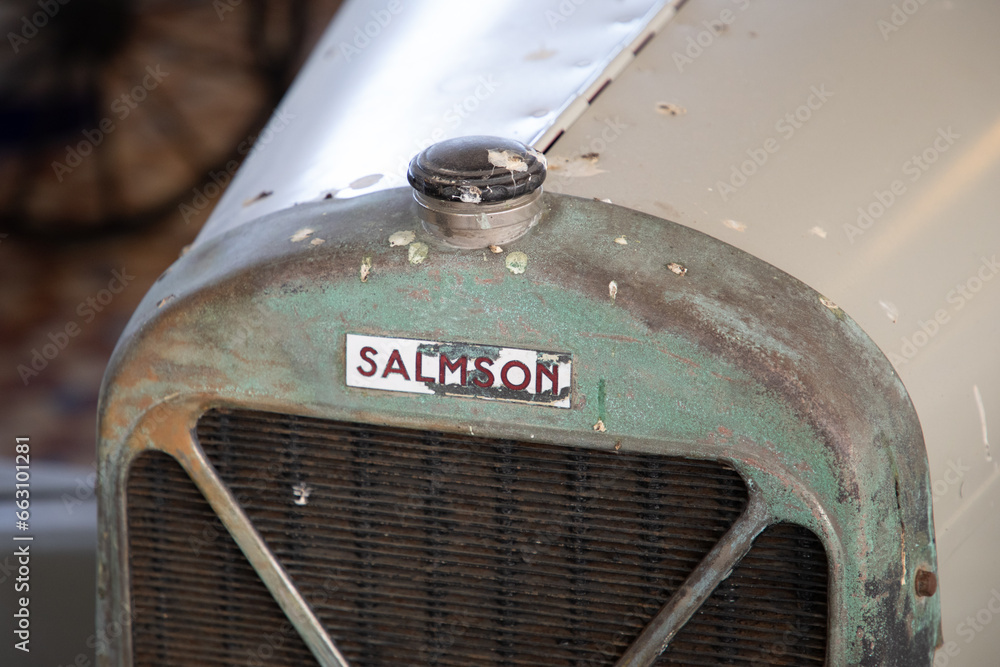 Salmson grill text brand and logo sign on car vintage ancient model ...