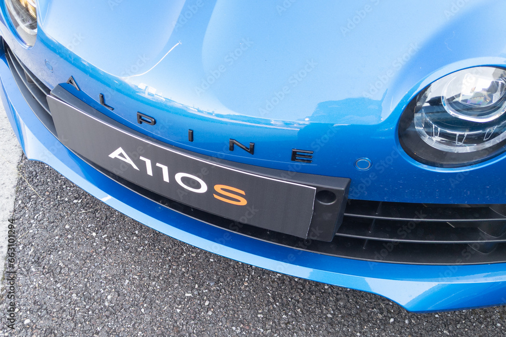 Alpine A110 s logo brand and text sign sport modern blue car a110s ...