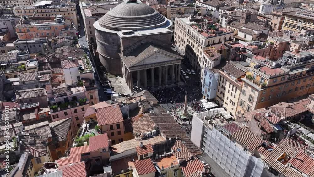 Il Pantheon a Roma visto dall'alto. Vista aerea del centro storico di ...