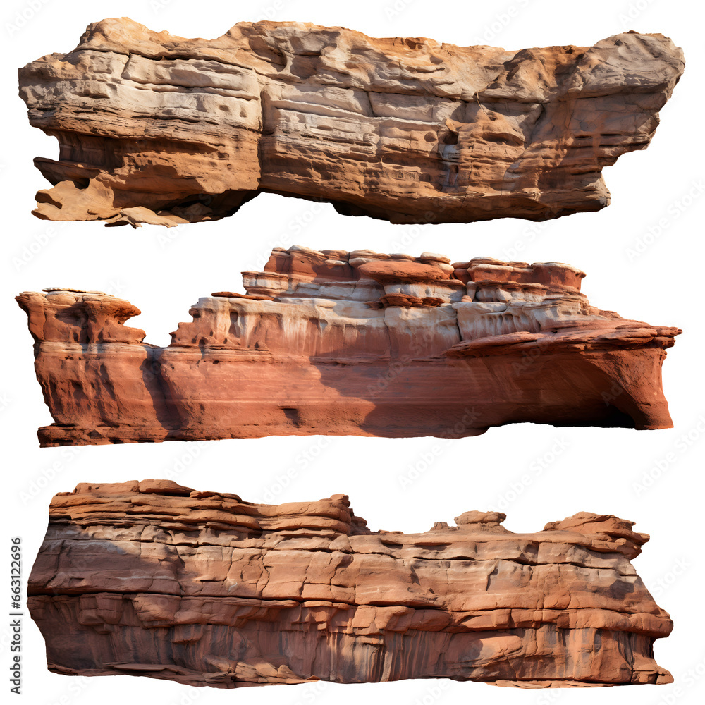 sandstone rock formation set isolated on transparent background ...
