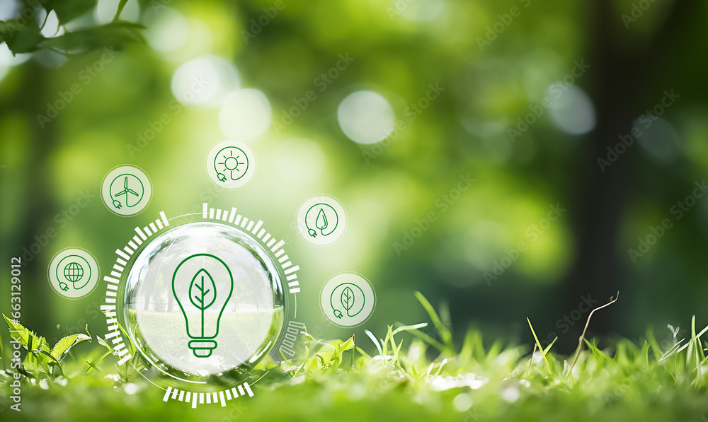 Renewable energy, sustainable, clean energy concept. Carbon reduction ...