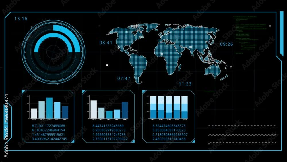 Explore a AI world of data with futuristic business HUD display ...