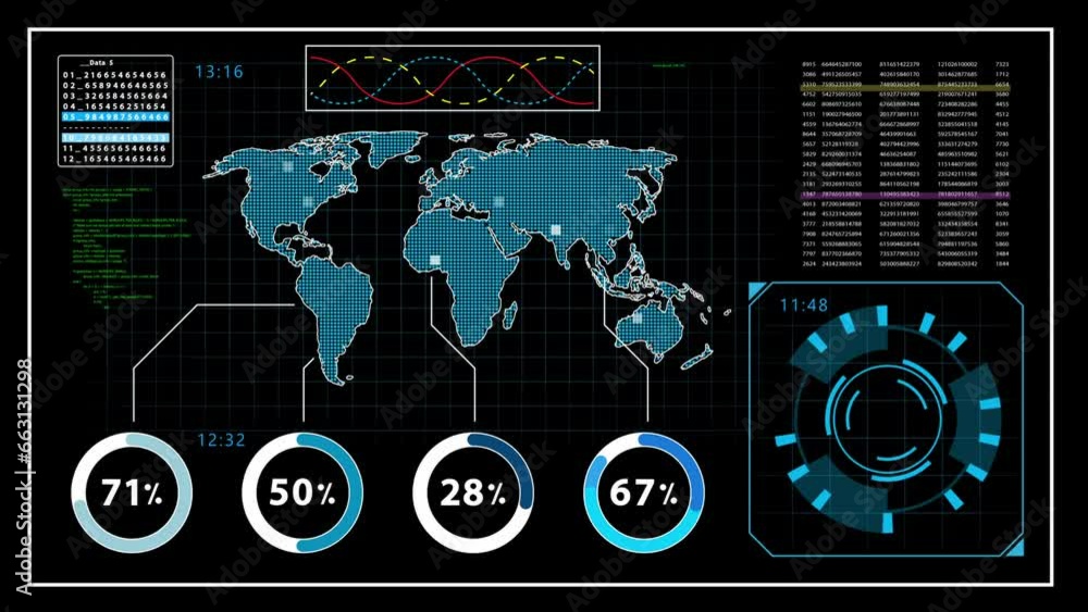 Explore a AI world of data with futuristic business HUD display ...