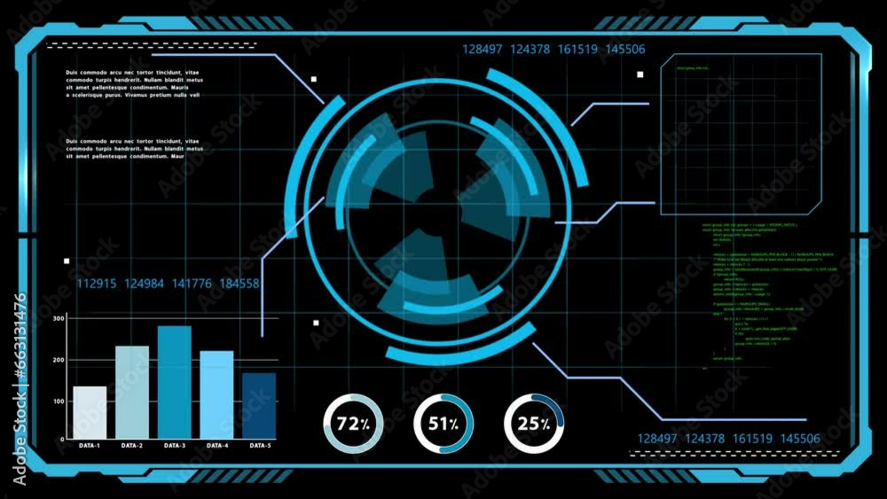 Futuristic business HUD Display Data. Infographic high tech screen with ...
