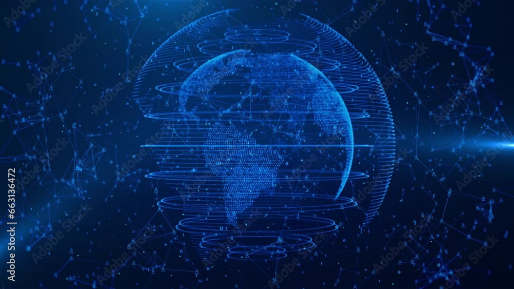 3D Global Animation Technology Earth Digital Connected Network ...