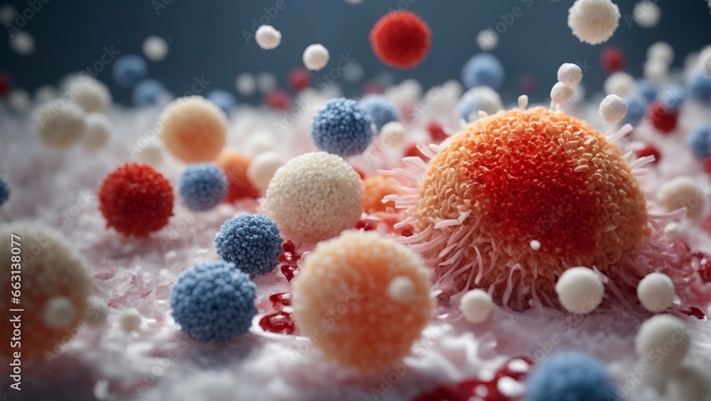 The body's immune system at work, with white blood cells fighting off ...