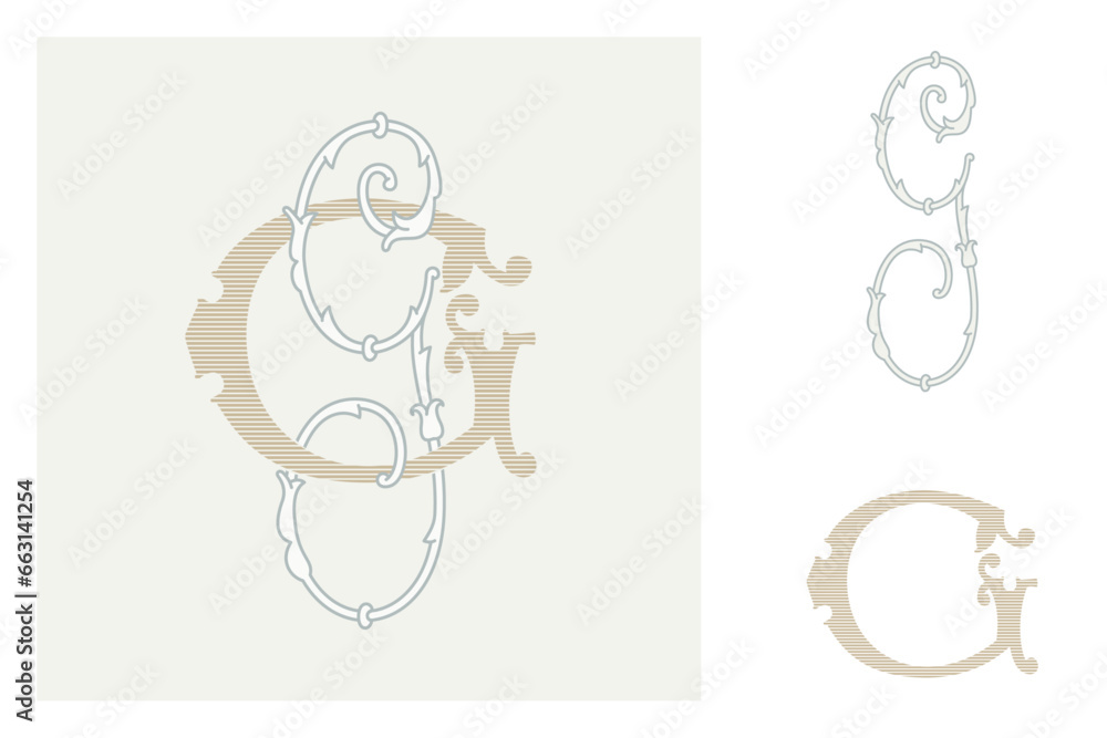 G letter marriage monograms for bride and groom names. Wide and Narrow ...