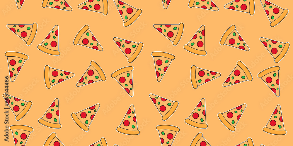 Cartoon pizza illustration slices seamless texture pattern background ...