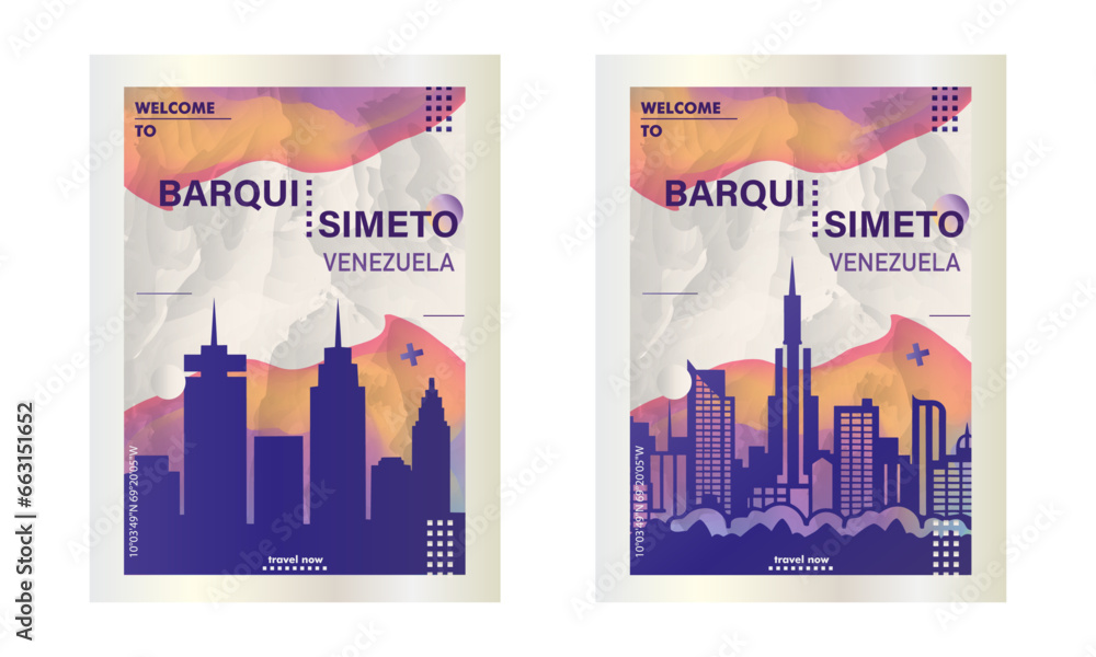 Barquisimeto Venezuela city poster pack with abstract skyline ...