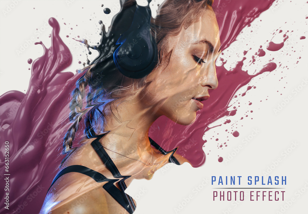 Spilled Paint Photo Effect Mockup. Generative Ai Paint Stock Template ...