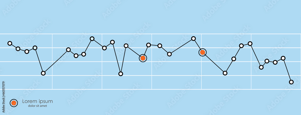 Business graph, chart. Moving up the scores. Downward movement. Vector ...
