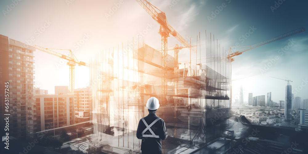 Concept banner industry business future building engineering project ...