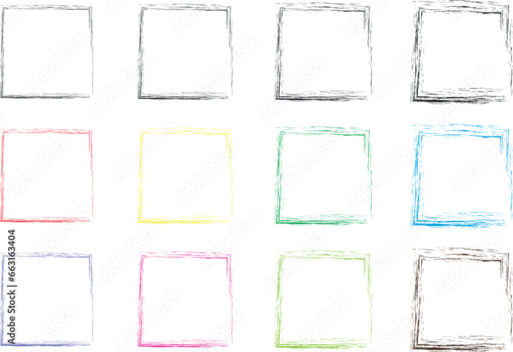Charcoal pen rectangle borders, Grunge square and rectangle frames ...