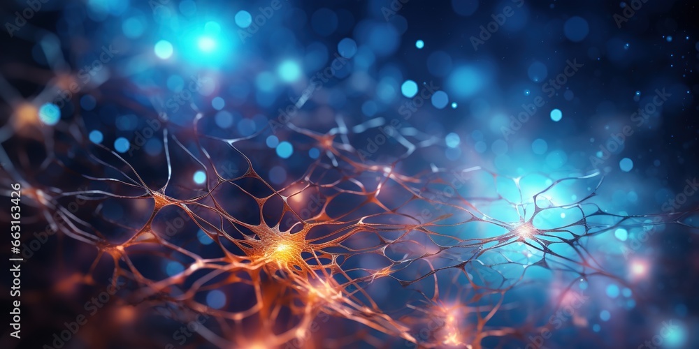 Brain stimulation activity with neuron close - up microscpoe ...