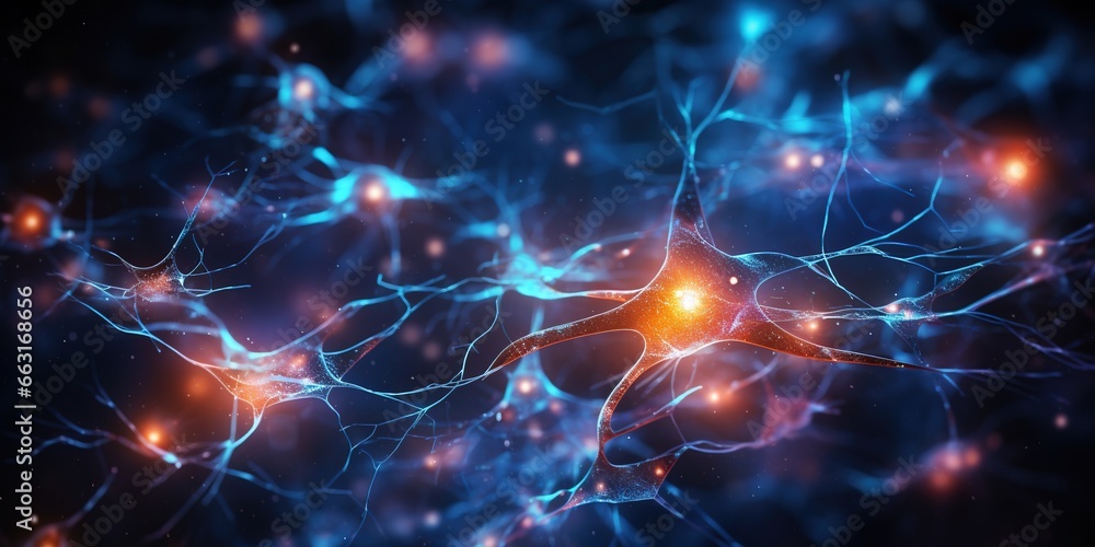 Brain Stimulation Activity With Neuron Close Up Microscpoe