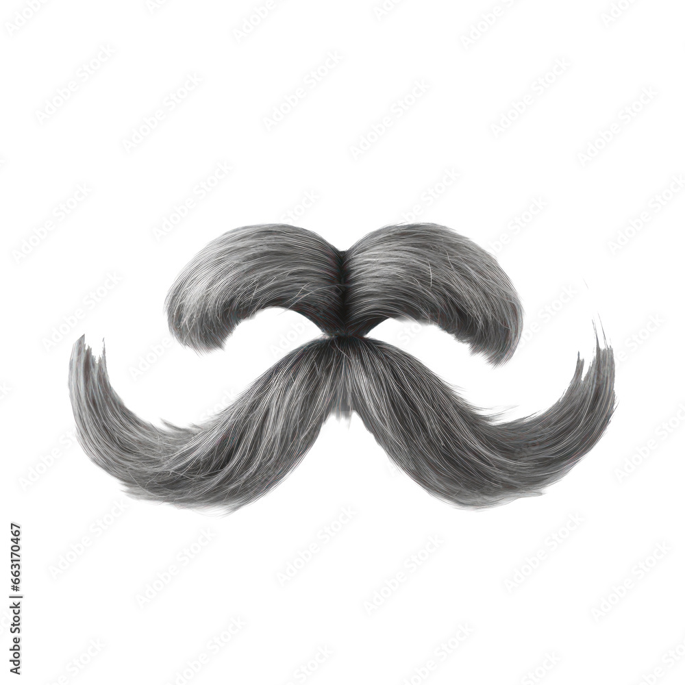 White grey Mustache,beard isolated on transparent background ...