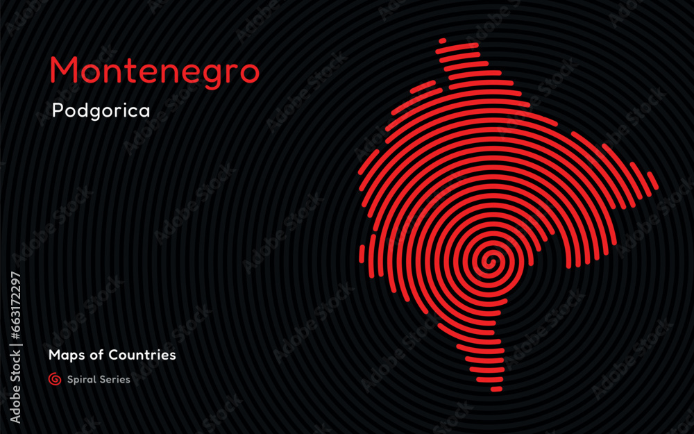 Creative map of Montenegro. Political map. Podgorica Capital. World ...