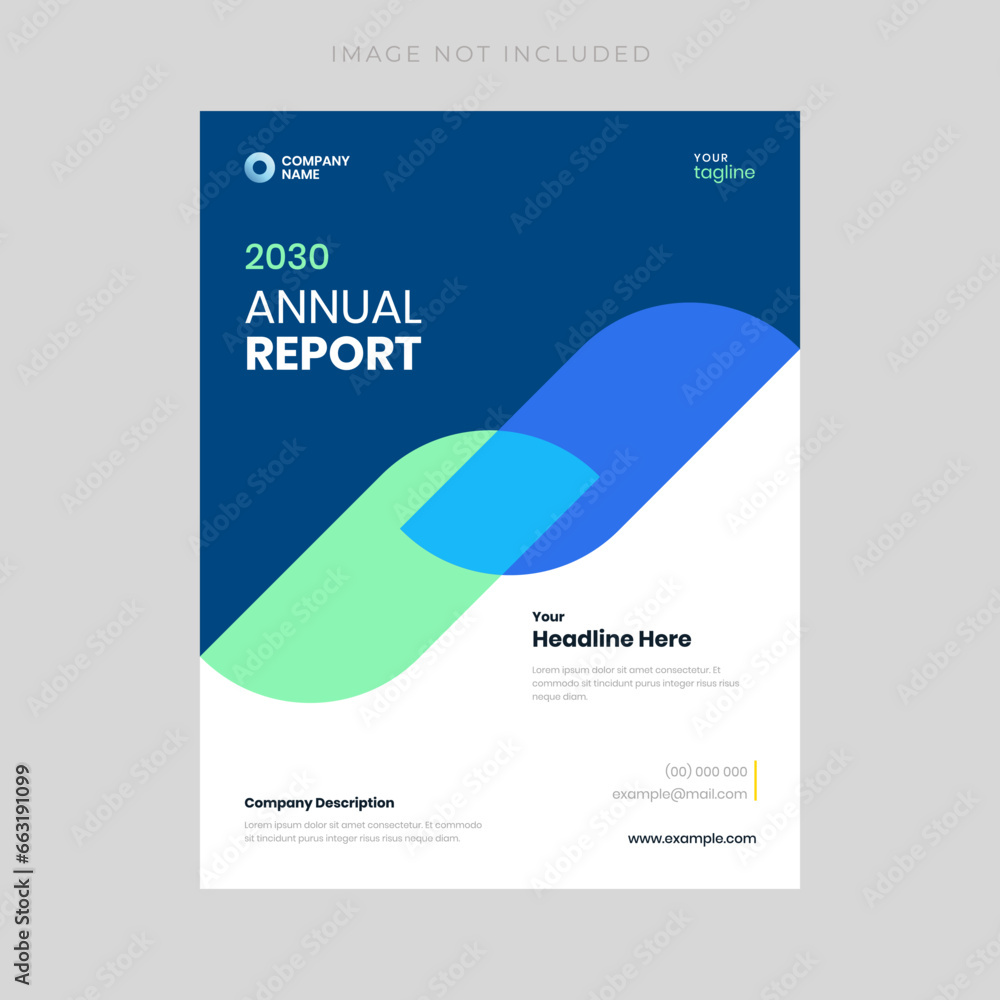 Clean and modern blue-themed annual report cover page design template ...