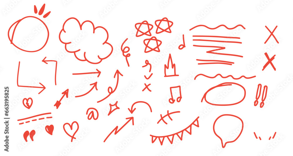 underline, Line arrow round frame hand drawn vector element set. Hand ...