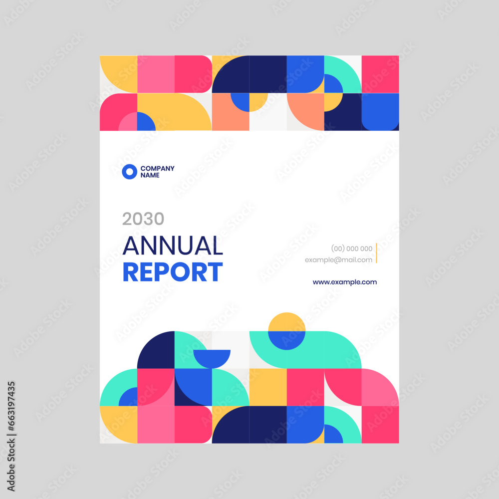 Vibrant and modern annual report cover page design template for a ...