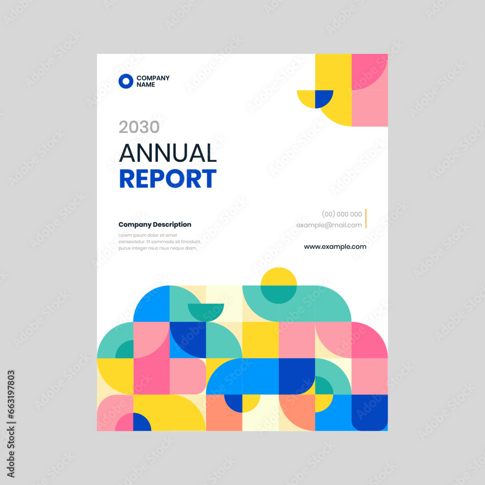 Vibrant and modern annual report cover page design template for a ...