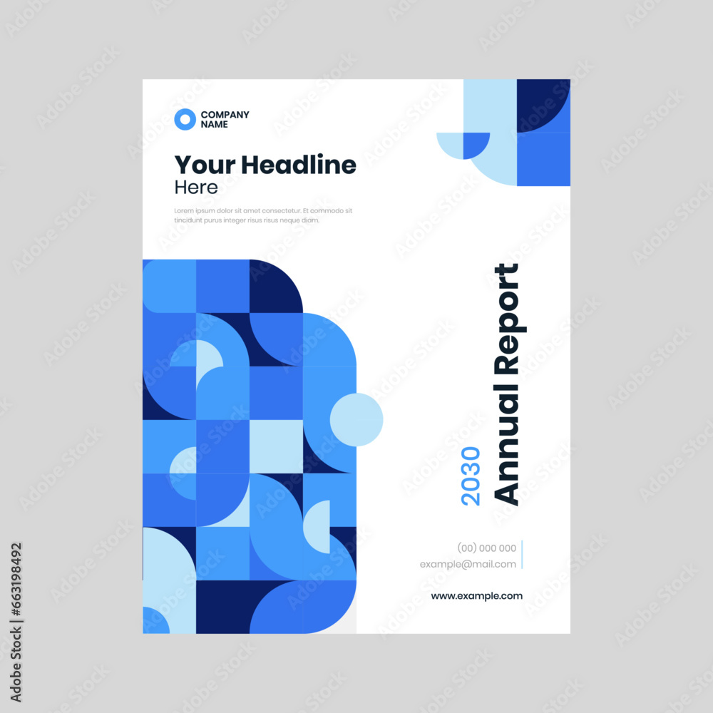 Contemporary annual report cover page design template for a company ...