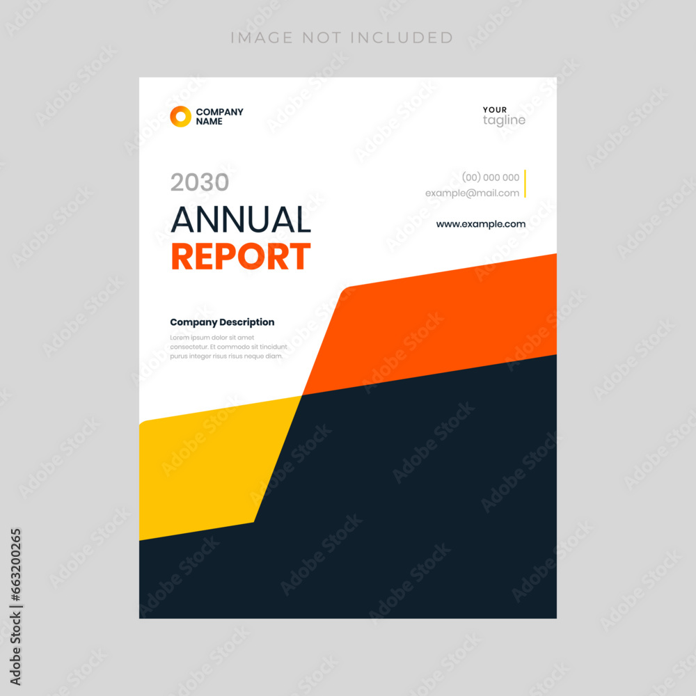 Vibrant and modern orange-yellow themed annual report cover page design ...