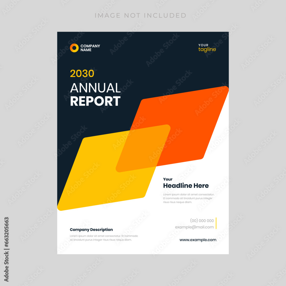 Vibrant and modern orange-yellow themed annual report cover page design ...