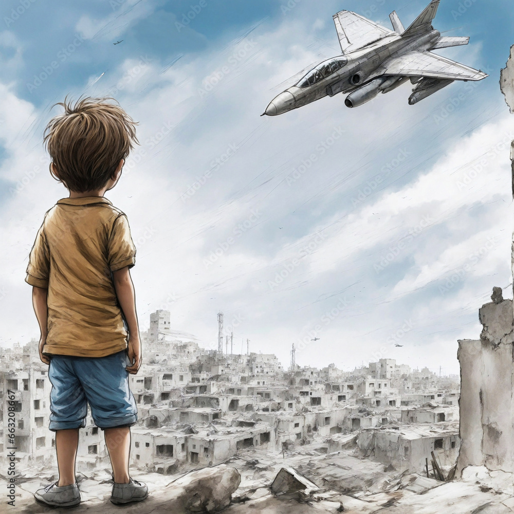 A pencil drawing drawing attention to the children harmed in the ...