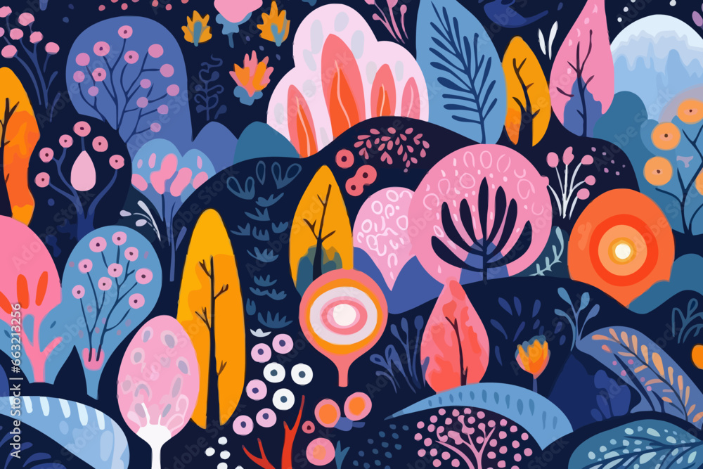 Zen gardens quirky doodle pattern, wallpaper, background, cartoon ...