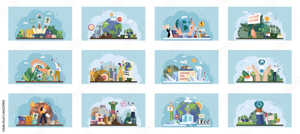 Climate change. Save the planet. Vector illustration Environmental ...