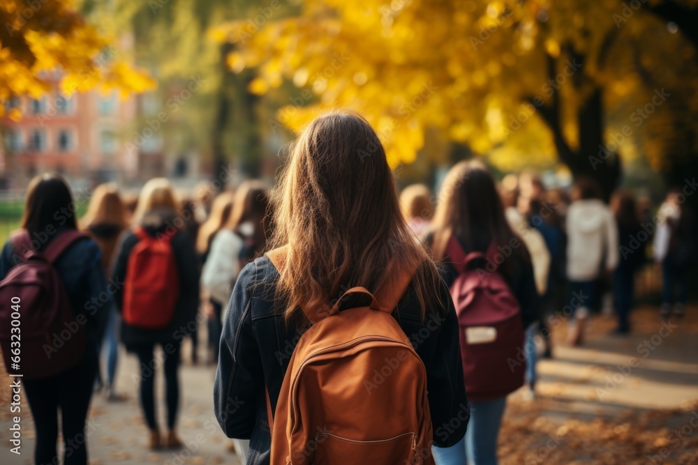 First day elementary school group little kids schoolchildren pupils ...