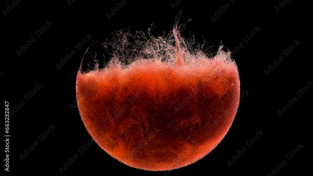 Realistic abstract liquid sphere, dust particles liquid substance ...
