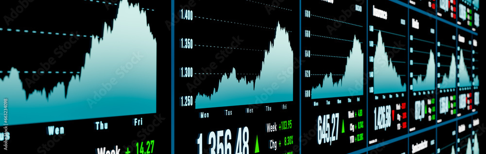 Stock market and exchange monitor with industry sector charts and price ...