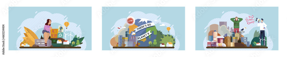 Vetor de Climate change. Save the planet. Vector illustration Embracing ...