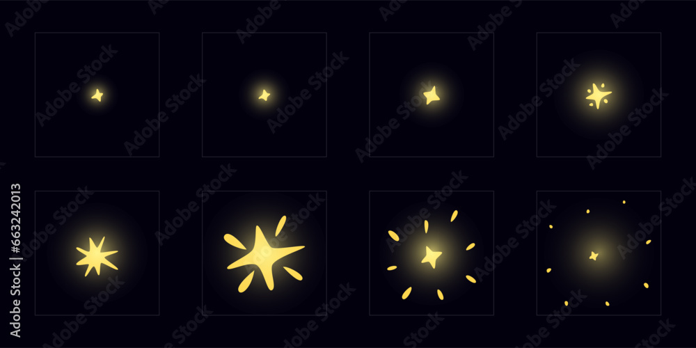 Shine light FX animation frame. Shine effect sprite sheet for video ...