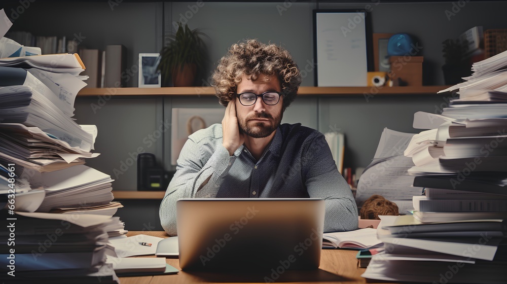 Overemployed and overworked employee struggling to poor time management ...