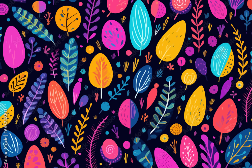 Textures quirky doodle pattern, wallpaper, background, cartoon, vector ...