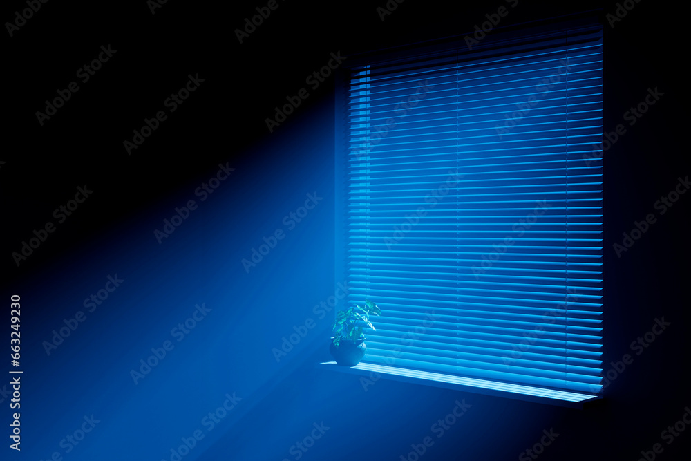 Moonlight on the floor through a window with horizontal blinds. Stock ...